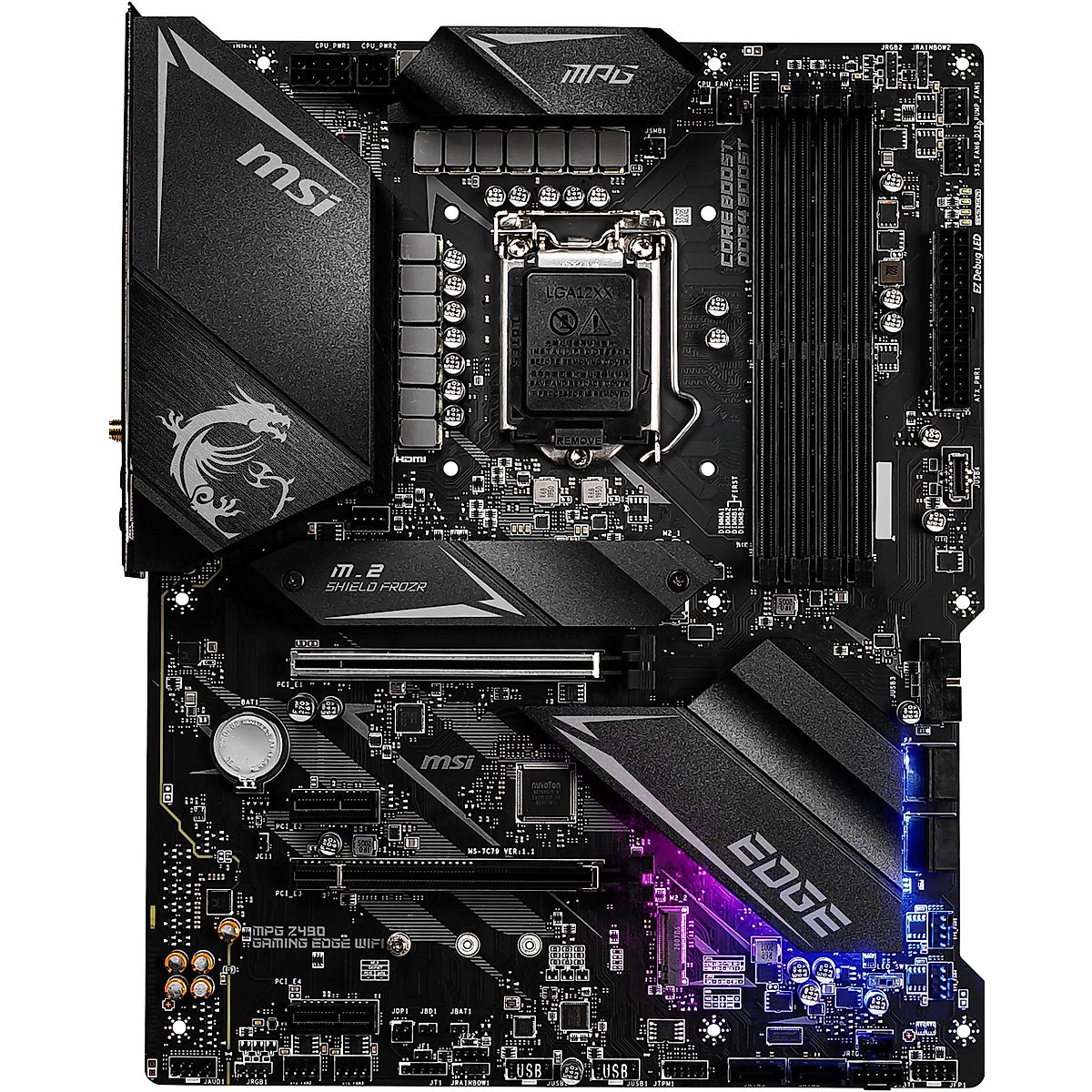 MSI MPG Z490 Gaming Edge WiFi ATX Gaming Motherboard (10th Gen Intel Core, LGA 1200 Socket, DDR4, CF, Dual M.2 Slots, USB 3.2 Gen 2, Wi-Fi 6, DP/HDMI, Mystic Light RGB) (Renewed)