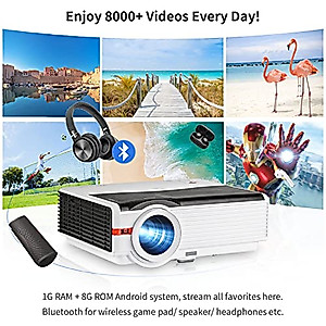 9000L Bluetooth WiFi Projector Native 1080, Full HD Video Projectors Wireless Sync Screen for Smartphones/PC, Outdoor Home Theater Projectors 4D Keystone & Zoom, with HDMI,VGA,USB,AV,Audio Port