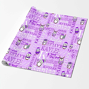MyPupSocks Personalized Wrapping Paper with Name, Purple White and Snowflake Custom Wrapping Paper with Name for Teens Women Men Mom Dad Christmas Winter Holiday Wedding Happy New Year 58x23 1 Roll