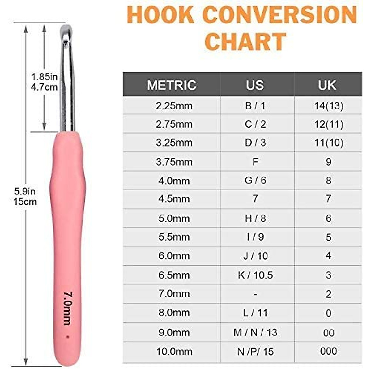 Ergonomic Crochet Hooks Set with Case, BCMRUN 2.25mm(B)-6mm(J) Soft Grip Handles Knitting Needles with Large-Eye Blunt Needles, Stitch Marker, Tape Measure, Crochet Needles Kit for Arthritic Hands