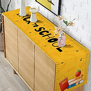Pudodo Back to School Table Runner Apple Ruler First Day of School Kids Students Classroom Party Dinning Room Home Decoration (13" x 72")
