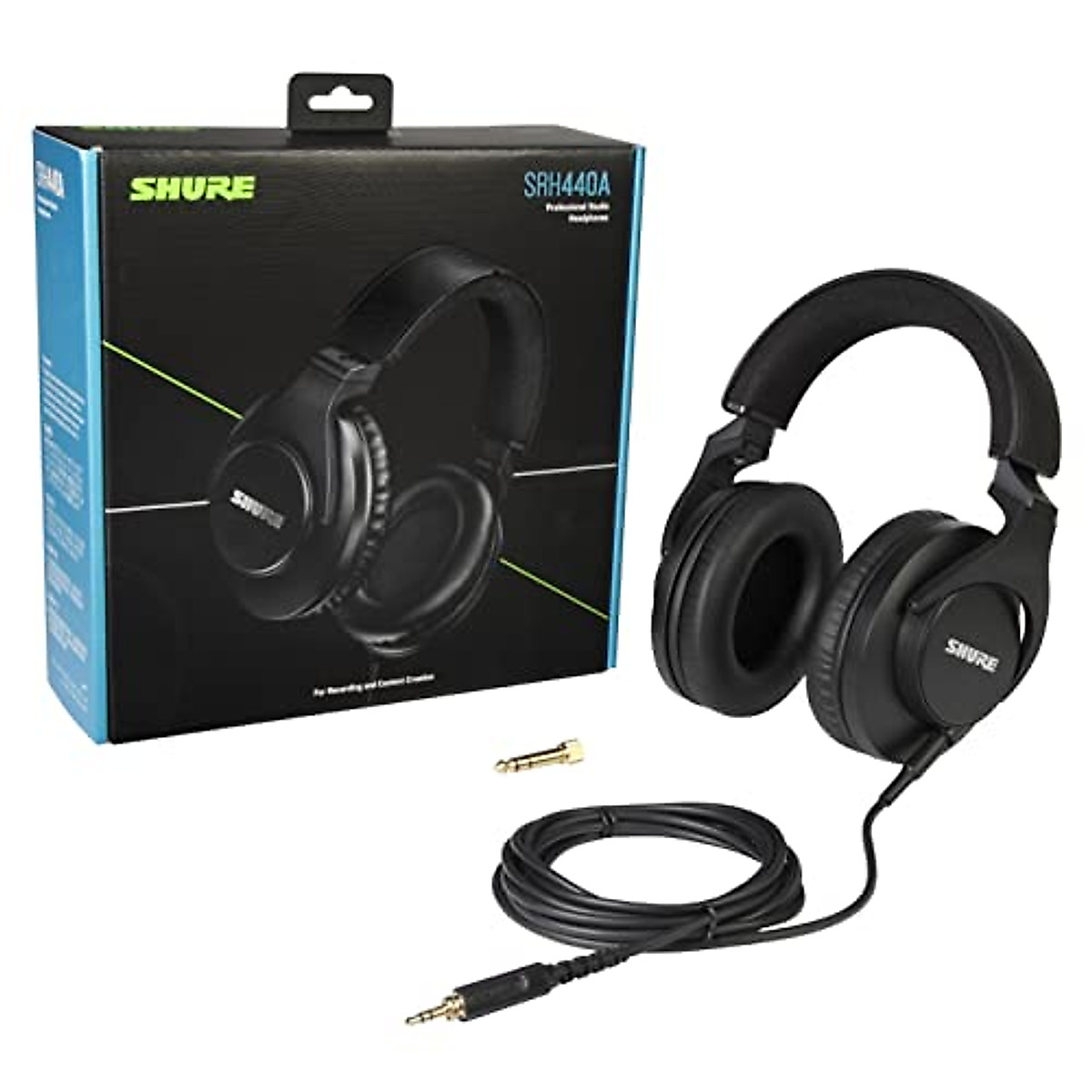 Shure SRH440A Over-Ear Wired Headphones for Monitoring & Recording, Professional Studio Grade, Enhanced Frequency Response, Work with All Audio Devices, Adjustable & Collapsible Design - 2022 Version