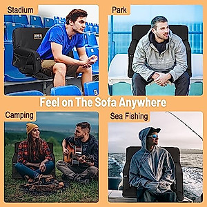 Heated Massage Stadium Seats, 25 Inche Folding Bleacher Chair with 10000mAh Portable Power*2, 3 Levels of Heat&Massage, 6 Reclining Positions for Camping, Games, Sports, and Other Outdoor Activities
