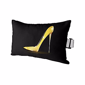 SEVENBABU Throw Pillows with Strap, Neck & Lumbar Support Pillow Oudoor Patio Pillows, Golden Glitter High Heels Pillow for Recliner, Beach Chair, Office Chair, Sofa, Armchair