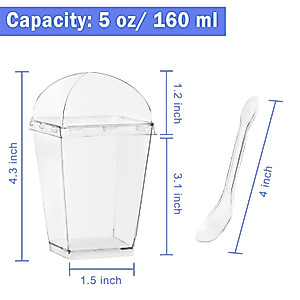 Monrocco 50 Pack 5 oz Plastic Dessert Cups with Lids and Spoons, Mini Parfait Cups with Lids Appetizer Cups for Party, Clear Mini Dessert Cups with Spoons Yogurt Dessert Shooter Cups for Pudding