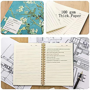 4 Pack A5 Van Gogh Notebooks Thick Superhard Cover Spiral Notebooks Hardcover Spiral Journals Spiral Bound Journal 8.3"x 6.3" College Ruled 4x160 Pages 100GSM Supplies for School Office Gifts
