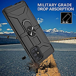 Samsung Galaxy A51 Case, Galaxy A51 5G Case with 3X Tempered Glass Screen Protector, Built-in Ring Kickstand and Magnetic Car Mount Shockproof Dropproof Military Grade Armor Rugged Case, Black