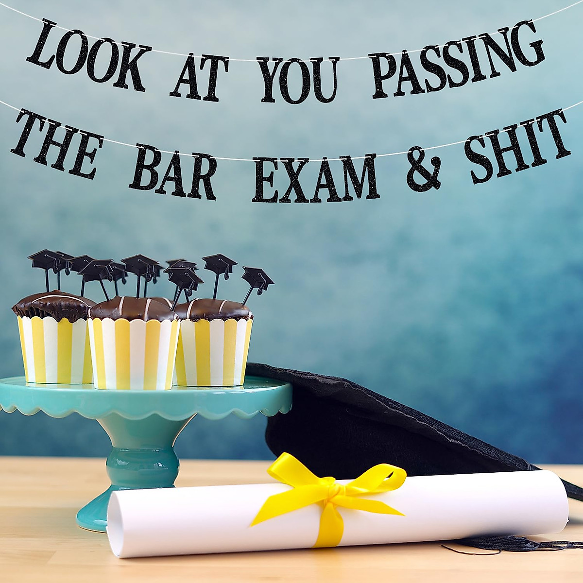Congrats Lawyer Grad Banner, Future Lawyer, Passed the Bar Exam Banner, Glittery Class of 2024 Law School Graduation Party Decorations Backdrop Gifts