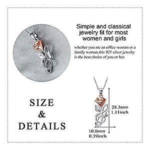 LUHE Rose Necklace Gifts Sterling Silver Roses Flower Music Note Infinity Pendant Necklace Anniversary Birthday Gifts for Women Teens Girls Her Girlfriend Wife Gifts
