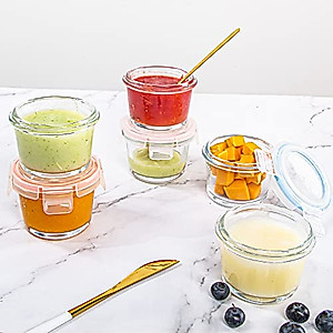 YARYOUNG 24 Pack 4oz MINI Glass Food Storage Containers, Small Glass Containers with Airtight Locking Lids, Glass Food Jars for Condiments, Canning, Snacks, Jams, Food, Dishwasher Safe, Round