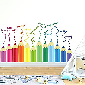 Color Wall Decals Kids Room,Nursery Wall Sticker Peel and Stick,Multicolor Crayons Stickers Classroom Decoration Stickers,Colorful Inspirational Wall Decal for Bedroom Baby room Daycare Playroom Decor