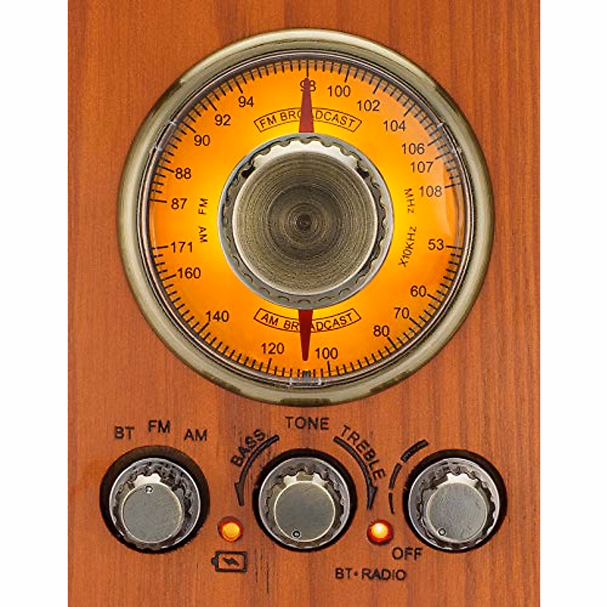 ClearClick Vintage Style AM/FM Radio with Bluetooth - Handmade Wooden Exterior with Classic Retro Look