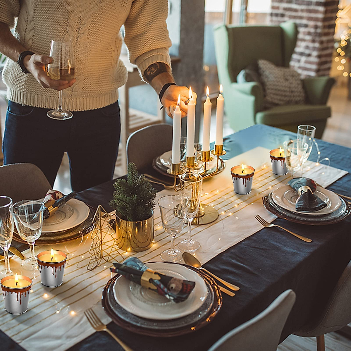 Airvibe Citronella Candles Outdoor Indoor,Decorative Scented Candles Set Long Lasting Natural Soy Wax for Garden Patio Yard Home Balcony,15 Hours Burn 12x2 Oz