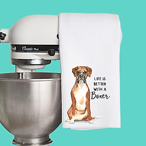 Watercolor Life is Better with a Boxer Microfiber Kitchen Tea Bar Towel Gift for Animal Dog Lover