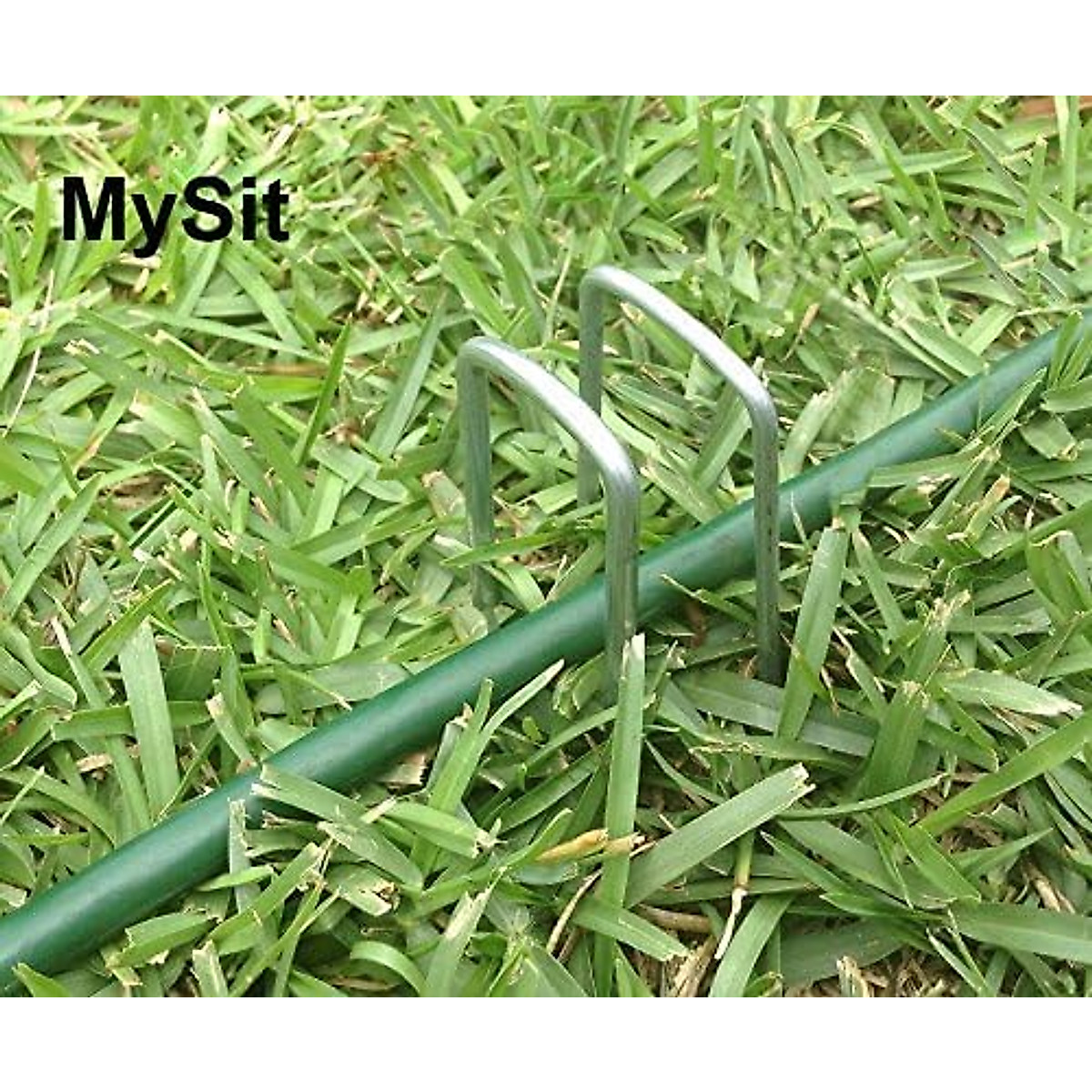 MySit 6" Galvanized Landscape Staples Garden Stakes Pins 100 Pack, Heavy-Duty 11 Gauge Garden Staples Anti-Rust Fence Stakes for Anchoring Weed Barrier Fabric Irrigation Tubing Soaker Hose