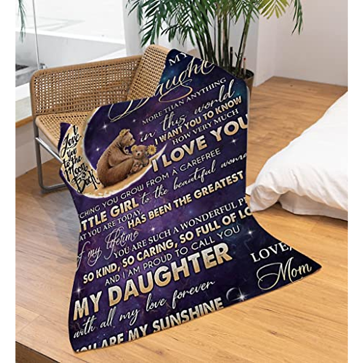 WOLMAZEN Blanket Daughter Gifts from Mom, Gift for Daughter, Bear Blanket Cute Funny Bear Animal Throw Blanket for Couch and Bed, Birthday Gifts