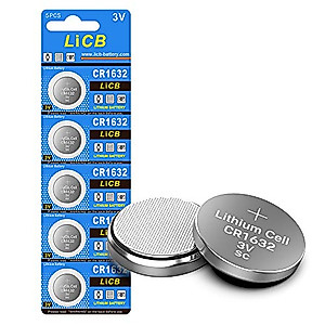 LiCB 5 Pack CR1632 Battery, Long-Lasting & High Capacity CR 1632 Lithium Batteries for Car Remote & Key Fob,3V Coin & Button Cell