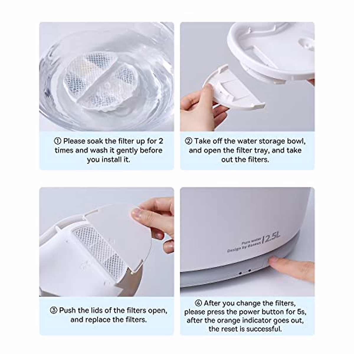 Baseus 8 Packs Replacement Filters for 2.5L Lotis Y1 Smart Cat Water Fountain Pet Water Dispenser