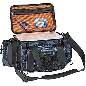 X Strike Fishing Tackle Bag, Fishing Bag Waterproof Fishing Storage Bag with 4 3600 Tackle Box, Saltwater and Freshwater Tackle Shoulder Bag for Fishing, camping, hunting, hiking, travel.