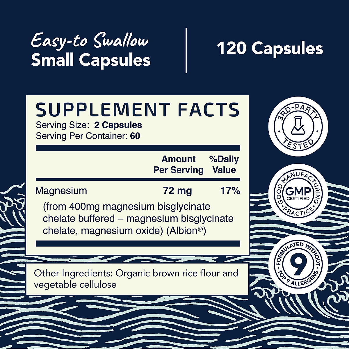 Magnesium Glycinate 400mg | High Absorption Formula for Sleep, Calm, Muscle Relaxation, Heart, Bone & Nerve Support for Women & Men | Chelated Magnesium Glycinate & Magnesium Supplement | 120 Capsules