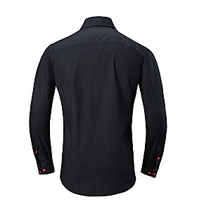 Alex Vando Mens Dress Shirts Regular Fit Long Sleeve Stretch Business Dress Shirts for Men,Black,X Large