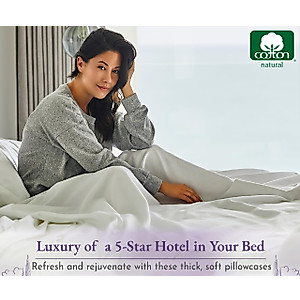 1000 Thread Count, Soft & Smooth, 100% Cotton Sateen Weave, Hotel-Quality, Set of 2 Classic Style Bright White Pillow Cases Standard Size Fits Std & Queen Size Pillows