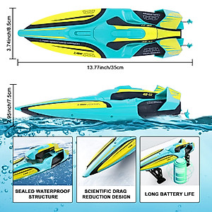 Berry President 18MPH Remote Control Speedboat for Children and Adults, Waterproof and Dual Motor RC Boat, 2.4G Wireless Electric Swimming Pool Lake Toys (Green)