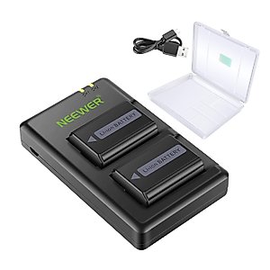 Neewer NP-FW50 Camera Battery Charger with Battery Case Compatible with Sony ZV-E10,A7,A7R,A7RII,A7II,A7SII,A7S,a6300,a6400,a6500,RX10 Series (Pack of 2,Micro USB Port,1100mAh)