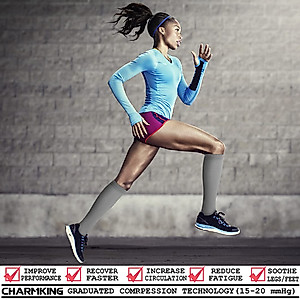 CHARMKING Compression Socks for Women & Men (8 Pairs) 15-20 mmHg Graduated Copper Support Socks are Best for Pregnant, Nurses - Boost Performance, Circulation, Knee High & Wide Calf (L/XL, Multi 44)