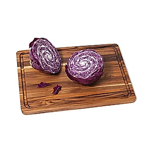 Lipper International Teak Wood Edge Grain Kitchen Cutting and Serving Board, Large, 16" x 12" x 3/4"