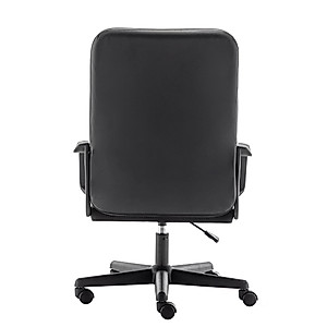 Black Office Desk Chair Set of 2 Leather Home Office Chair Ergonomics Computer Desk Chairs Comfortable Office Chair with Wheels Arm for Executive Task Work and Student