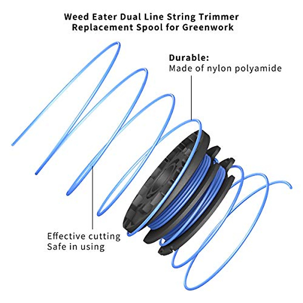 Weed Eater Dual Line - Replacement String Trimmer Line Spools for Greenworks 21212 and 21272