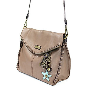 Chala Bronze Sea Turtle with Teal Starfish Purse Charm + XBody/Shoulder Handbags - 9 Colors (Light Brown)