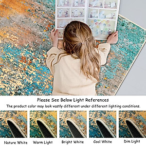 Lahome Modern Abstract Area Rug - 2x3 Small Washable Colorful Kitchen Rug Soft Entryway Mat, Non Slip Contemporary Indoor Accent Carpet for Bathroom Sink Family Living Room Bedroom Door Hall