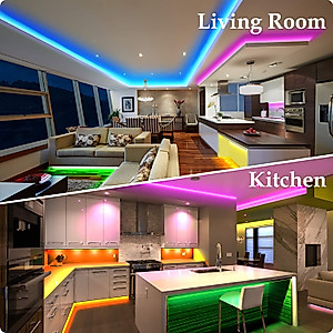 Micomlan 82Ft/25m LED Strip Lights Music Sync Color Changing RGB LED Strip Built-in Mic, Bluetooth APP Controlled LED Lights Rope Lights, 3535 RGB LED Light Strip(APP+Remote+Mic+Music)