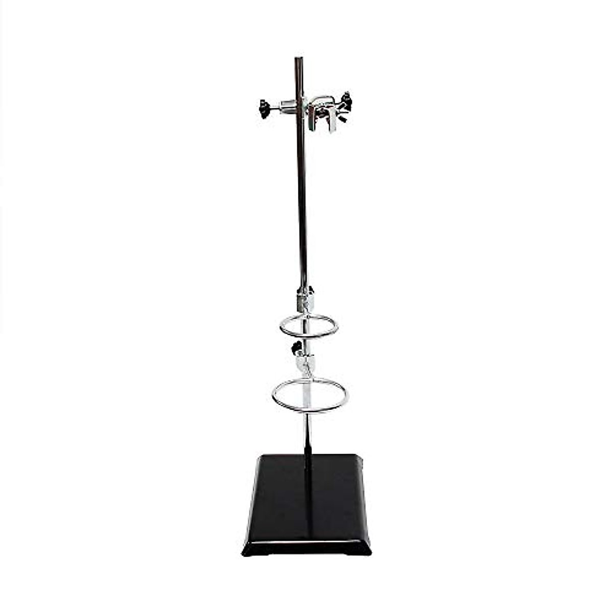 Laboratory Retort Support Stand for Titration Extraction - XMWangzi, with a Burette Clamp and 2 Flask Ring Clamps, Used in Chemistry or Physics Lab (RodLength 16'')