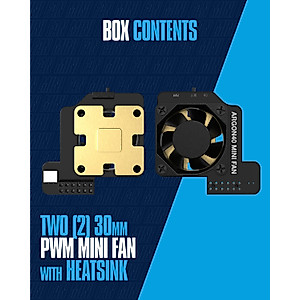 Argon Mini Fan HAT with Built-in Heatsink | ON-Off Switch for The Heatsink Fan | Fully Controllable PWM HAT | 2 Pieces of Fan per Pack