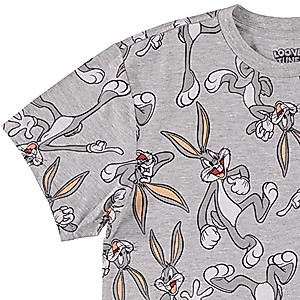 Looney Tunes Mens Classic Shirt Marvin Tee - Space Jam 90’s Allover Print T-Shirt (Heather, X-Large)