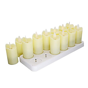 Christmas Decoration Flickering Flameless Candles Yellow Light Candles Battery Operated LED Tea Light Candles Pillar Electric Light for Garden Home Decor Party Wedding Festival Celebrations-12pcs