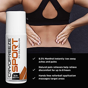 OMAX CryoFreeze Pain Relief Menthol Roll On, Arthritis Pain Relief, Back Pain Relief, Muscle & Joint Pain Relief, Arnica, Made in USA (3 fl oz)
