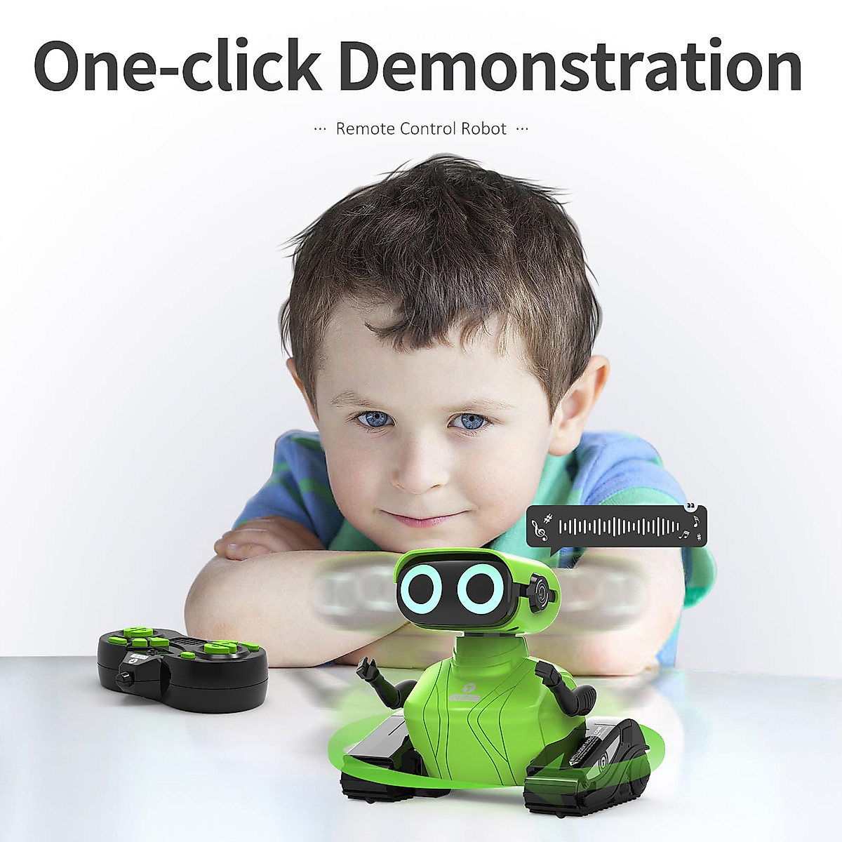 GILOBABY Robot Toys, Remote Control Robot Toy, RC Robots for Kids with LED Eyes, Flexible Head & Arms, Dance Moves and Music, Birthday Gifts for Boys Ages 3+ Years (Green)