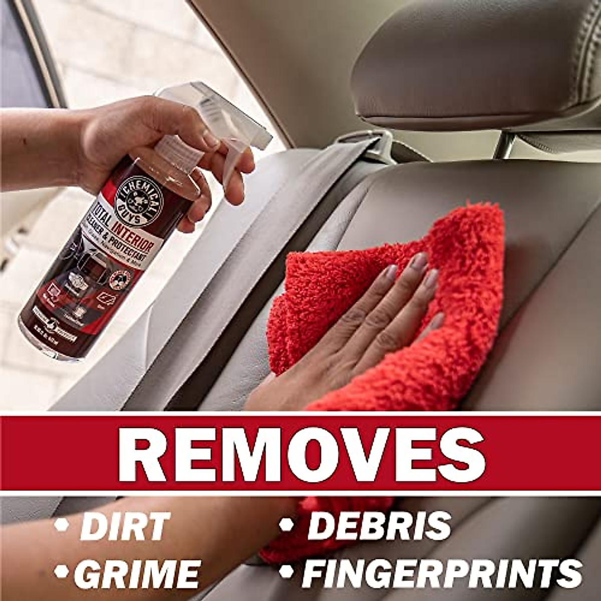 Chemical Guys SPI22516 Total Interior Cleaner & Protectant (Safe on Dash, Leather, Vinyl, Plastics, Trim, Glass, Fabric & More), 16 fl oz (Black Cherry Scent)
