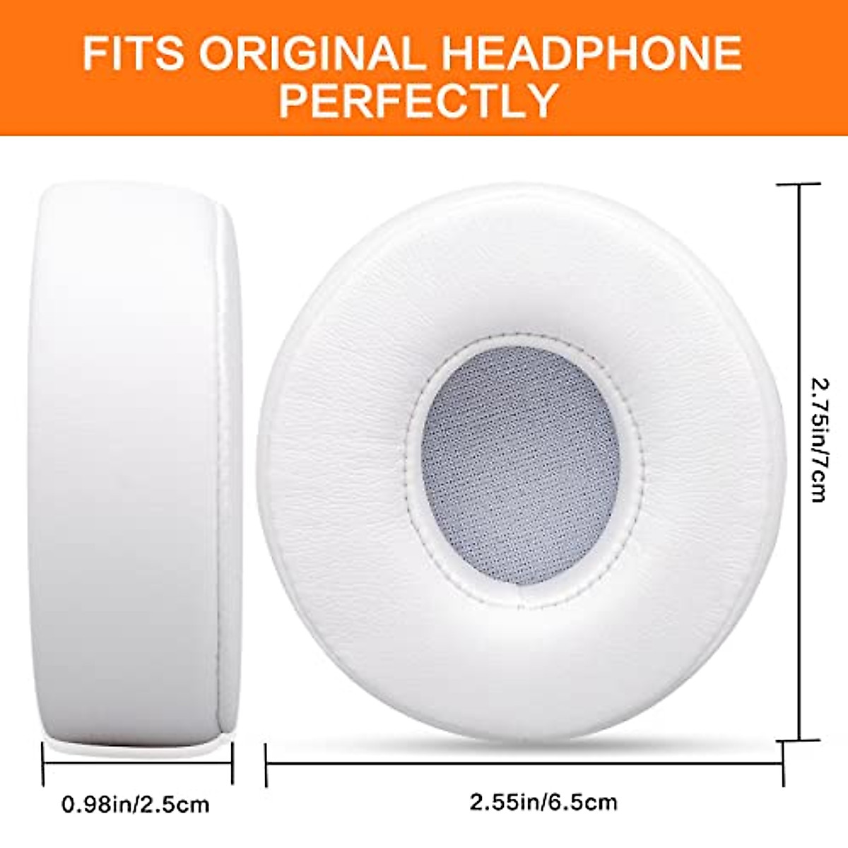 Replacement Ear Pads for Beats Solo 3, Ear Cushions for Beats Solo 2 & Solo 3 Wireless/Wired Headphones, Not Fit Beats Studio On-Ear Headphone with Stronger 3M Adhesive, Thicker Memory Foam(White)