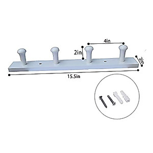 Tmflove Wall-Mounted Hook Coat and Hat Rack | Decorative Household Items | Entrance | Foyer | Hallway | Bathroom | Bedroom (4 Hooks, White)