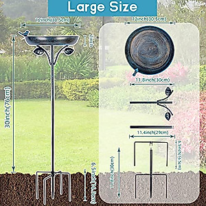 DREAMSOUL Outdoor Garden Bird Bath Metal Bird Baths Cast Iron Birdbath with Metal Stake Tall Bird Bath for Yard Garden Decor