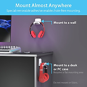 TotalMount Headphone Holder – Hanger Won’t Damage Your Wall with Screws or Permanent Adhesive (Studio-Grade White – One Pack)