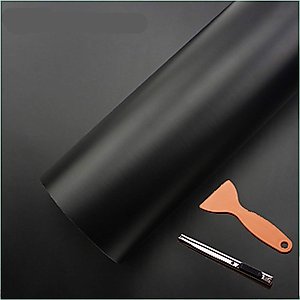 DIYAH Black Matte Vinyl Car Wrap Sticker Air Release Bubble with Hand Tools (120" X 59" / 10 FT X 4.9 FT)