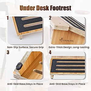 StrongTek Under Desk Footrest, Slanted Non-Slip Wooden Step Stool for Home and Office Chairs, Portable Ergonomic Posture Support for PC Gaming or Work Standing Desks