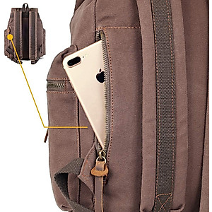 PKUVDSL Canvas Vintage Backpack, Large Mens Rucksack for Travel Adventure Bookbag Coffee