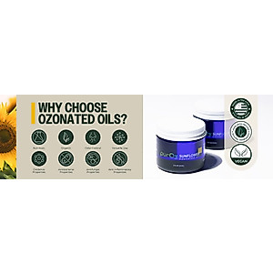 Pur O3 Fully Ozonated Sunflower Oil - Pure, Natural, Organic Ozonated Oil - Sunflower Oil Skin Care from Oxygenated, Ozonized Sunflower Oil - Ozone Oil in a Glass Jar, 2 oz
